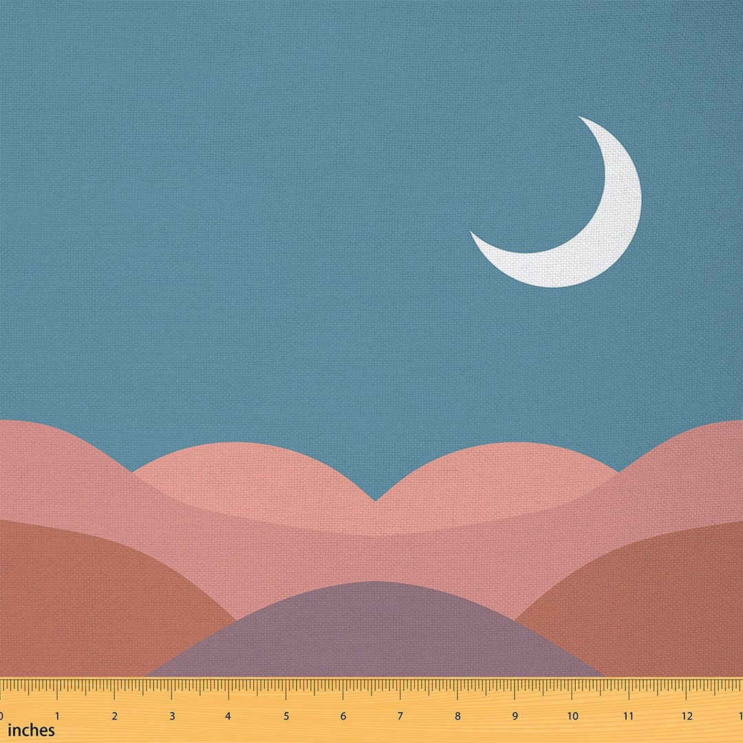 Moon Night Sky Polyester Fabric by the Yard, Watercolor Pink Clouds ...