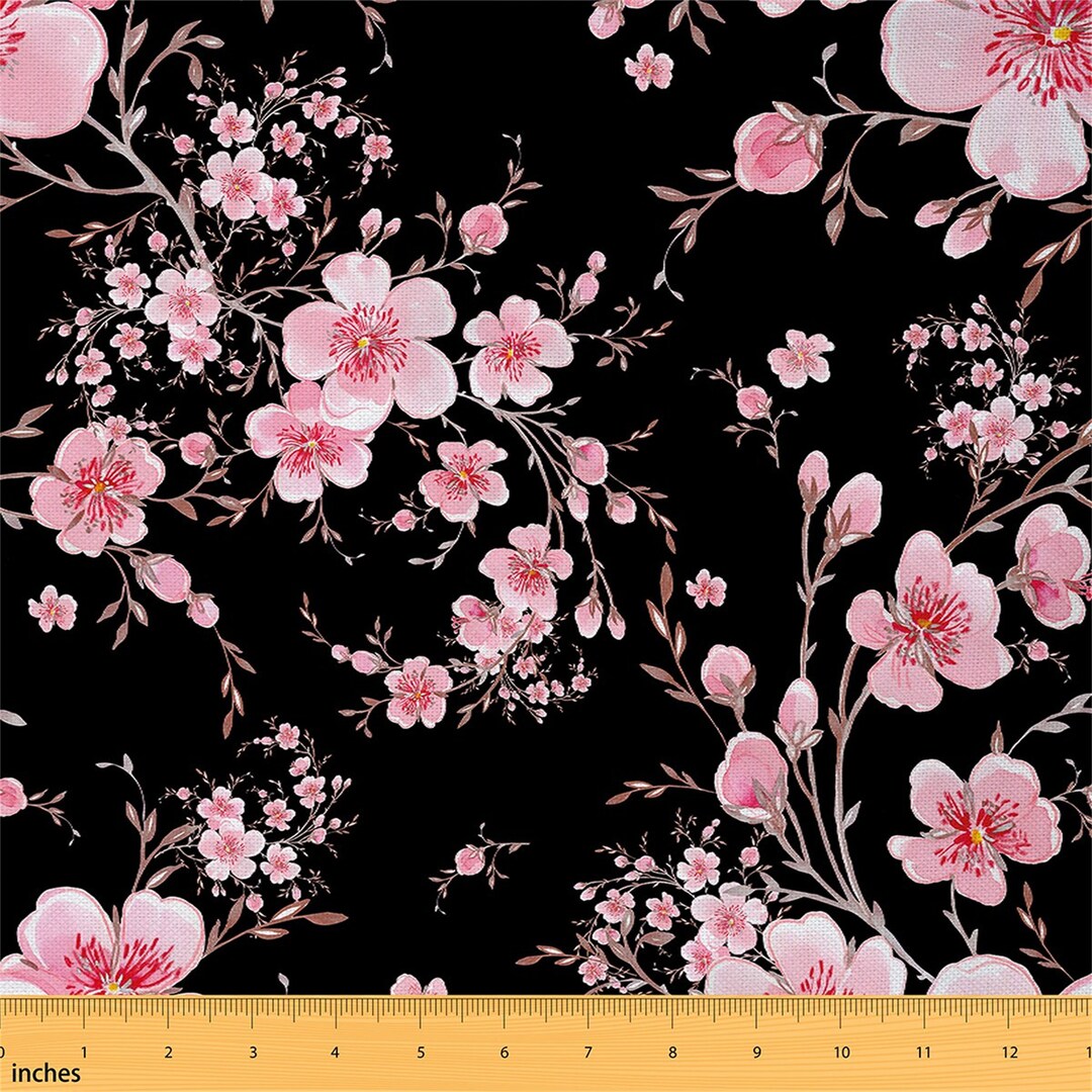 Cherry Blossom Upholstery Fabric by the Yard, Pink Botanical Flower ...
