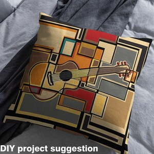 Guitar Polyester Fabric by the Yard, Musical Instrument Music Fabric ...