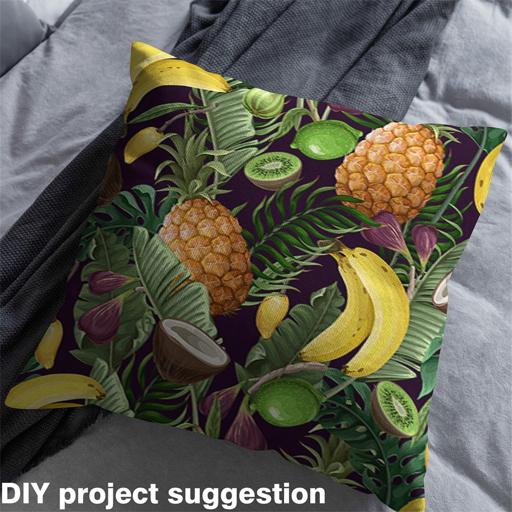 Tropical Fruit Fabric by the Yard Rustic Jungle Palm Leaves - Etsy