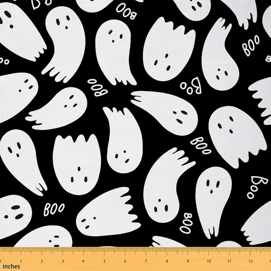 Cartoon Ghost Polyester Fabric by the Yard, Happy Halloween Fabric for ...