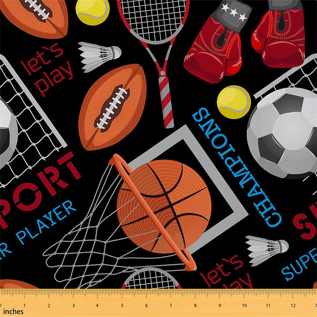 Sporting Polyester Fabric by the Yard, Sports Ball Game Fabric for ...