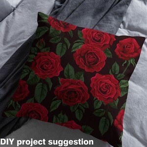 Red Roses Fabric by the Yard, Nature Botanical Plant Flower Sewing ...