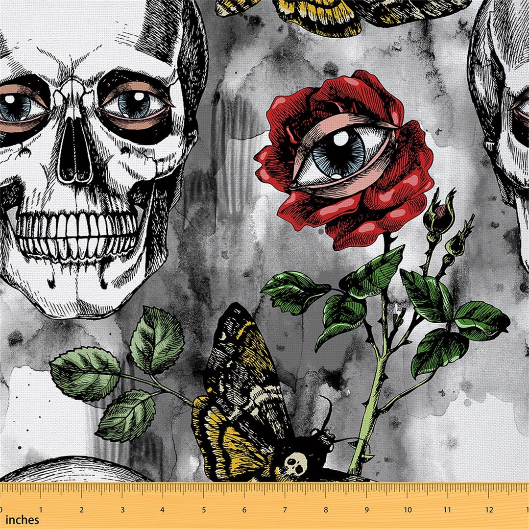 Tela de calavera cortada a medida, tela de poliéster de esqueleto ...