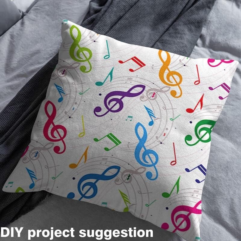 Colorful Musical Notes Fabric by the Yard, Artistic Music Polyester ...