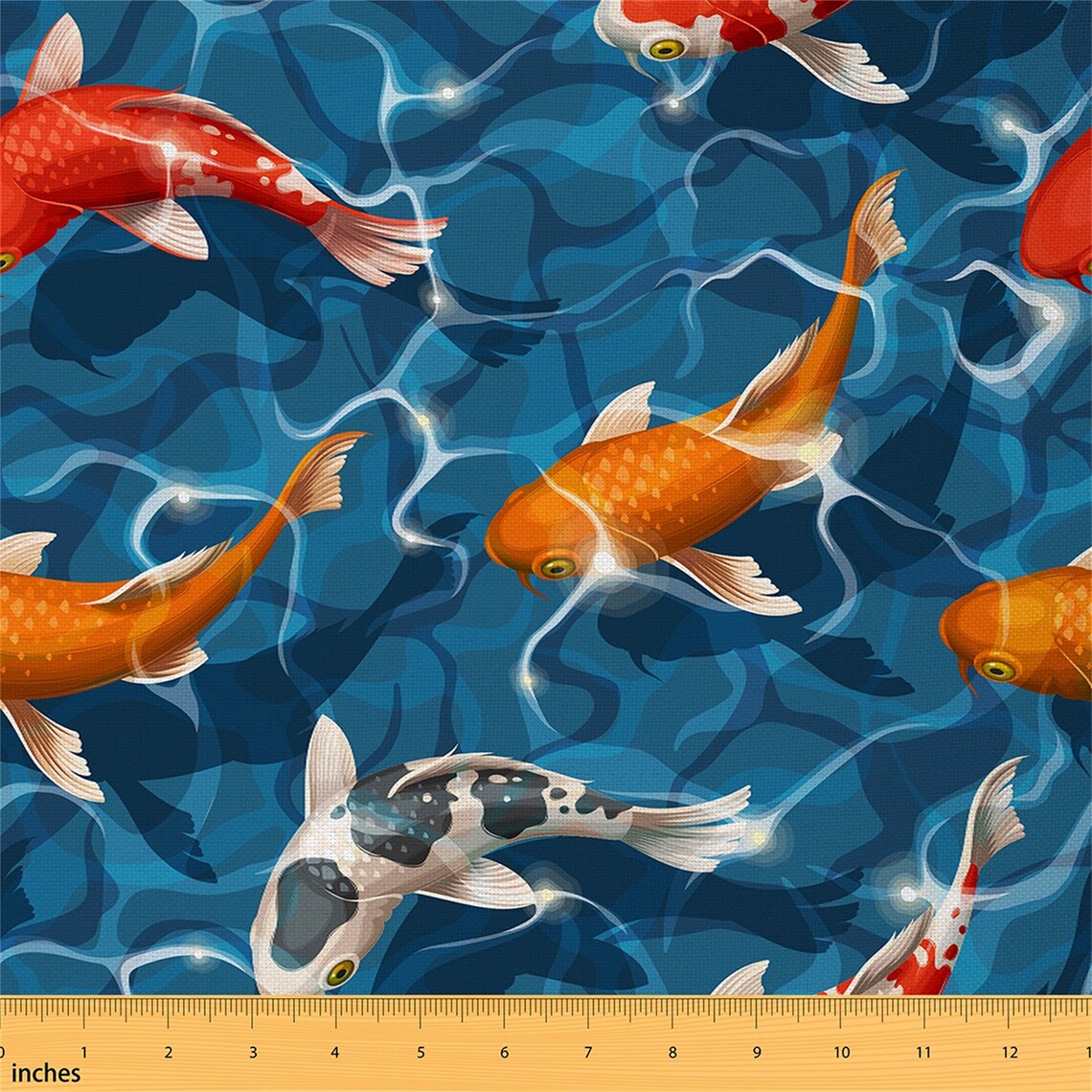 Koi Fish Handmade Polyester Fabric by the Yard Japanese Style - Etsy