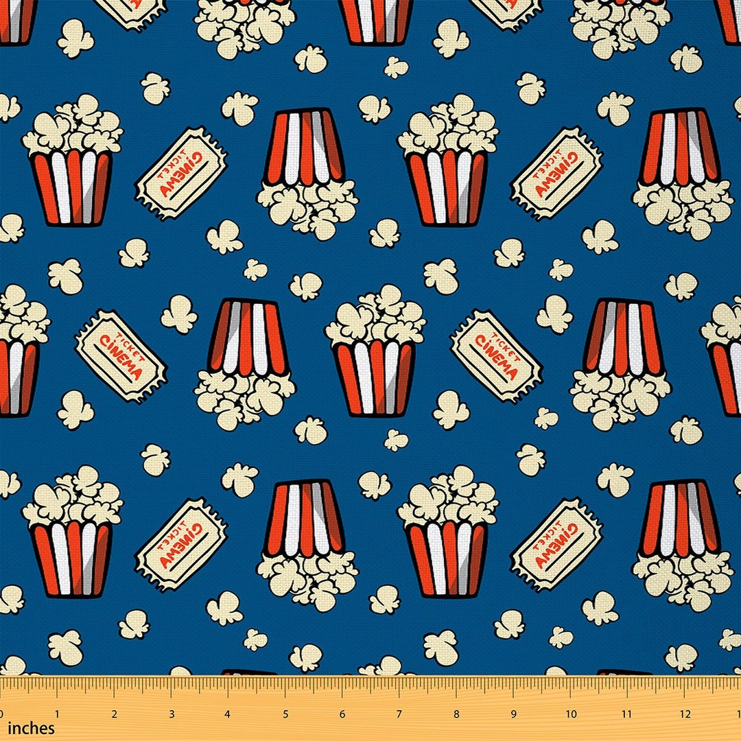 Sweet Popcorn Fabric by the Yard, Movie Snack Food Polyester Fabric ...