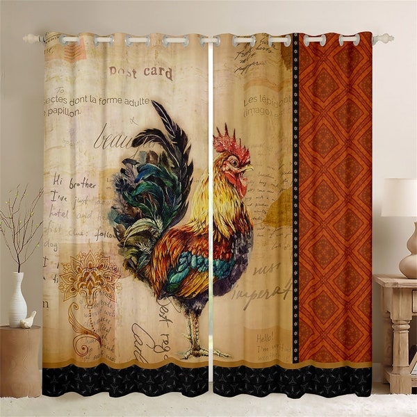 Rooster Kitchen Curtain - Etsy