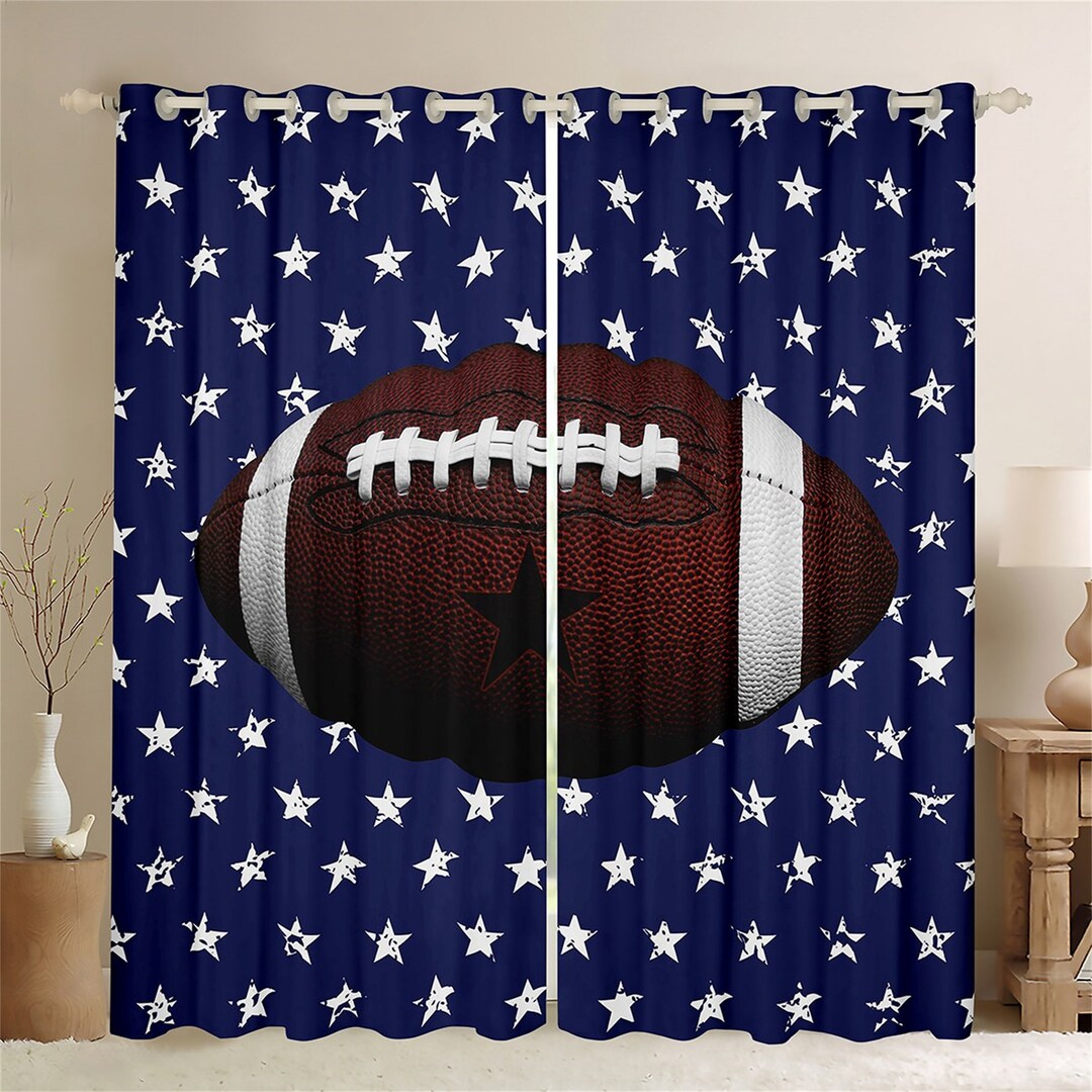 American Football Window Curtain Set for Kids Teens Boys, Rugby Sports ...