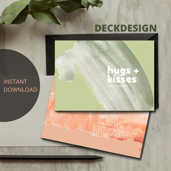 Happy Birthday Card : 2 Desgin A4 Size Printable PDF. - Etsy