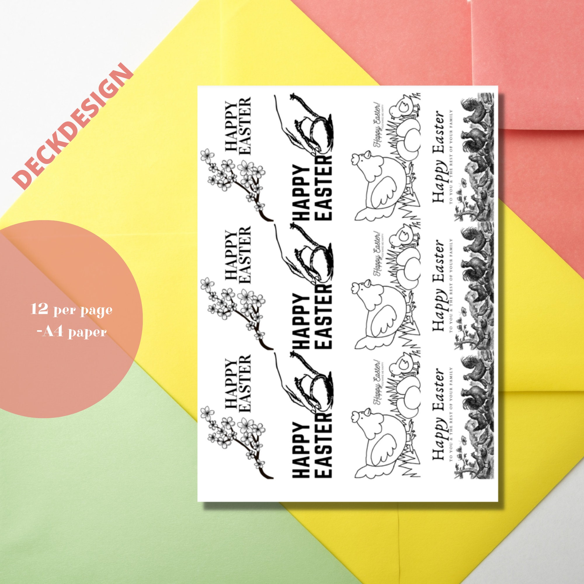 Happy Easter Gift Tags - Black and White. 4 Different Design. Printable ...