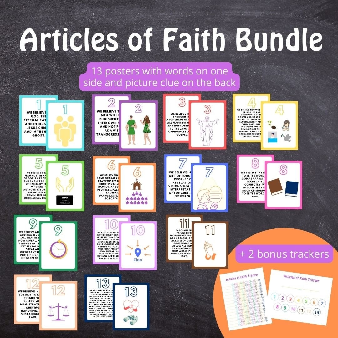 Articles of Faith Bundle: Posters, Flashcards, and Bonus Trackers for ...