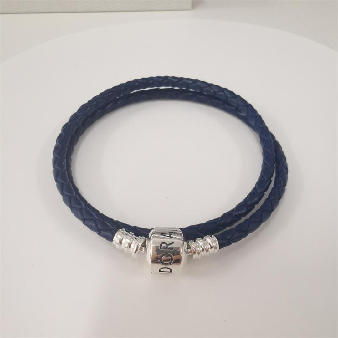 Pandora Double Dark Blue Woven Leather Charm Bracelet - Etsy