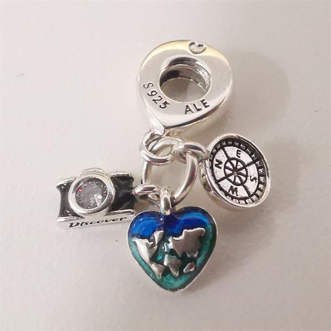 Pandora Camera, Heart & Compass Triple Dangle Charm - Etsy
