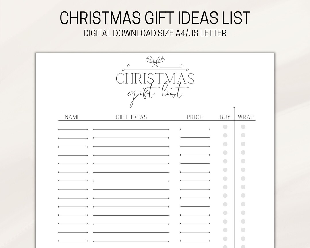 Christmas Gift List Printable Christmas Gift List Elegant Gift List Christmas Gift List Printable Christmas Gift List Elegant Gift List