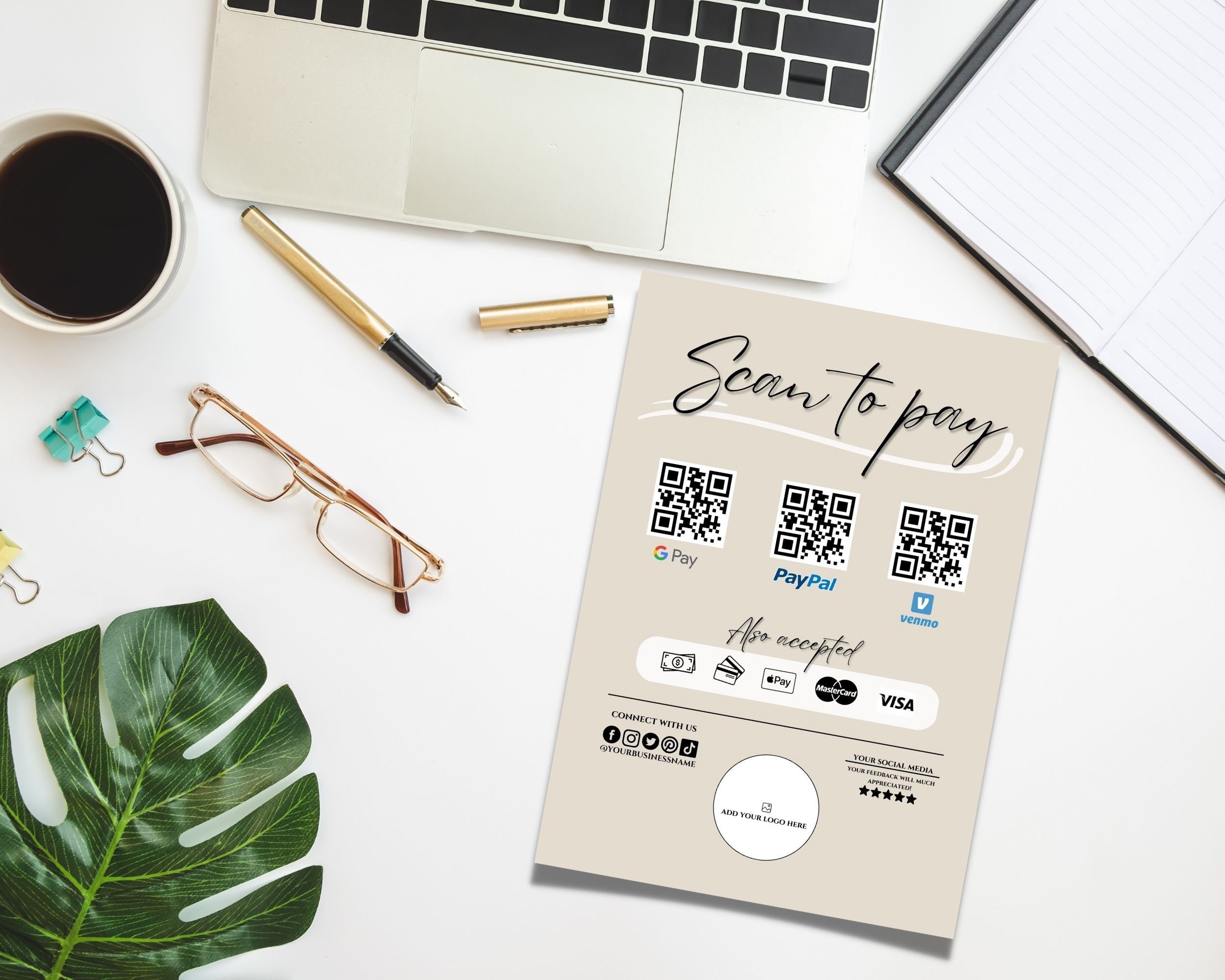 Scan to Pay Sign for Small Business, Scan to Pay Editable Template ...