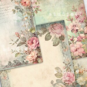 Shabby Chic Floral Digital Papers, Shabby Chic Flowers Paper Pack ...