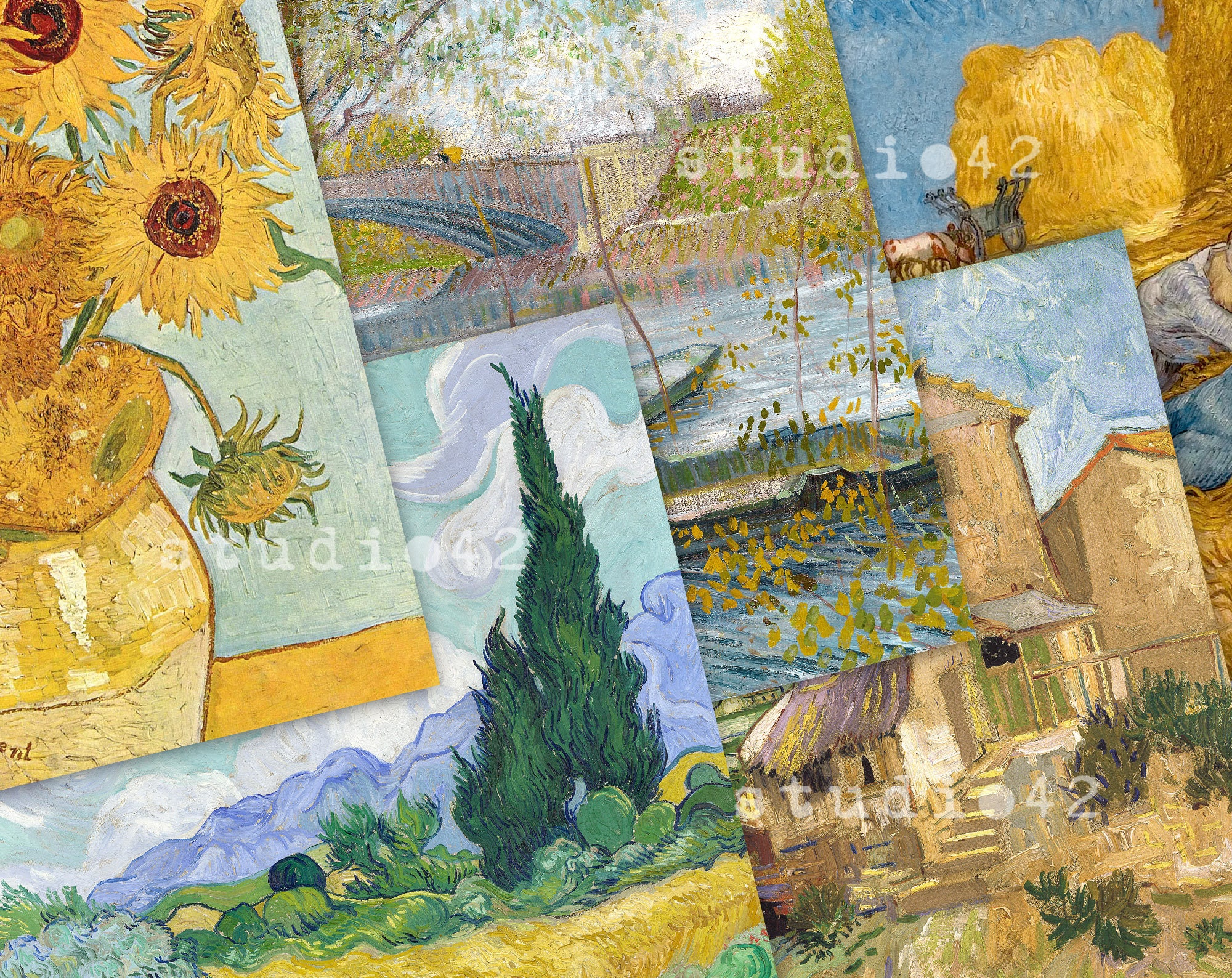 Vincent Van Gogh Paintings Digital Paper Impressionist - Etsy