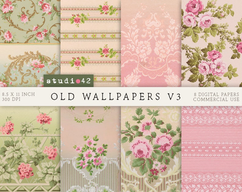Antique Wallpaper Printables V3 Digital Old Wallpaper - Etsy
