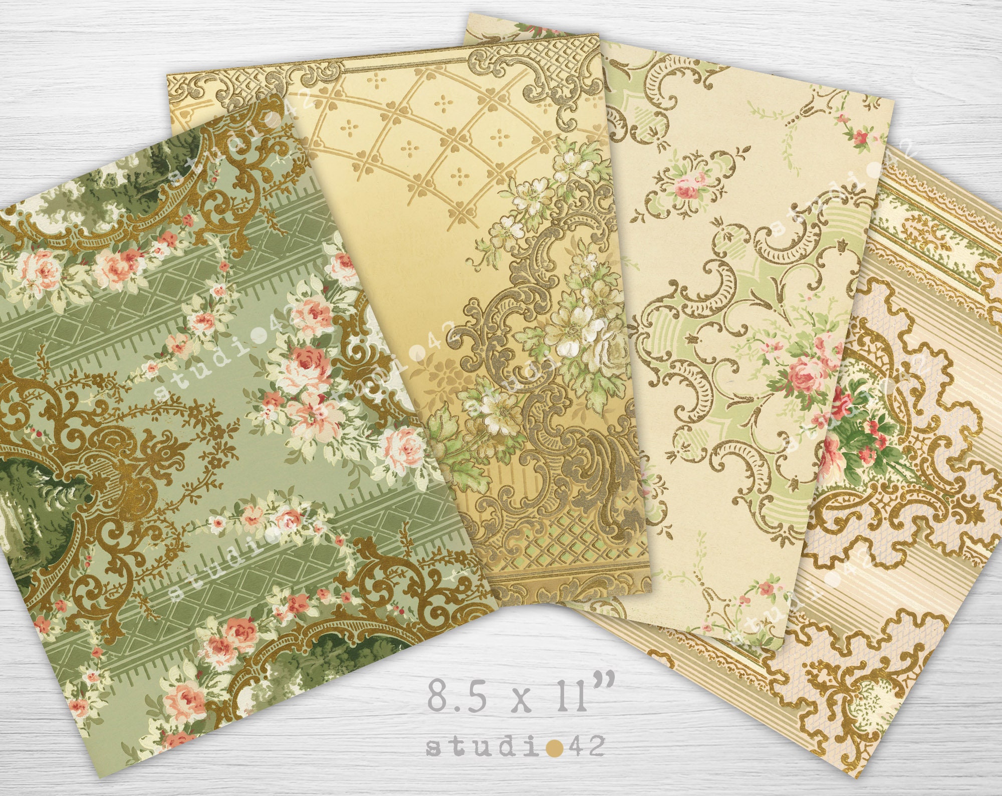 Antique Wallpaper Printables V4, Digital Old Wallpaper, Vintage ...