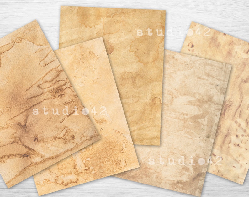 Light Coffee Stained Digital Paper, Soft Tea Coffee Dyed Digital ...