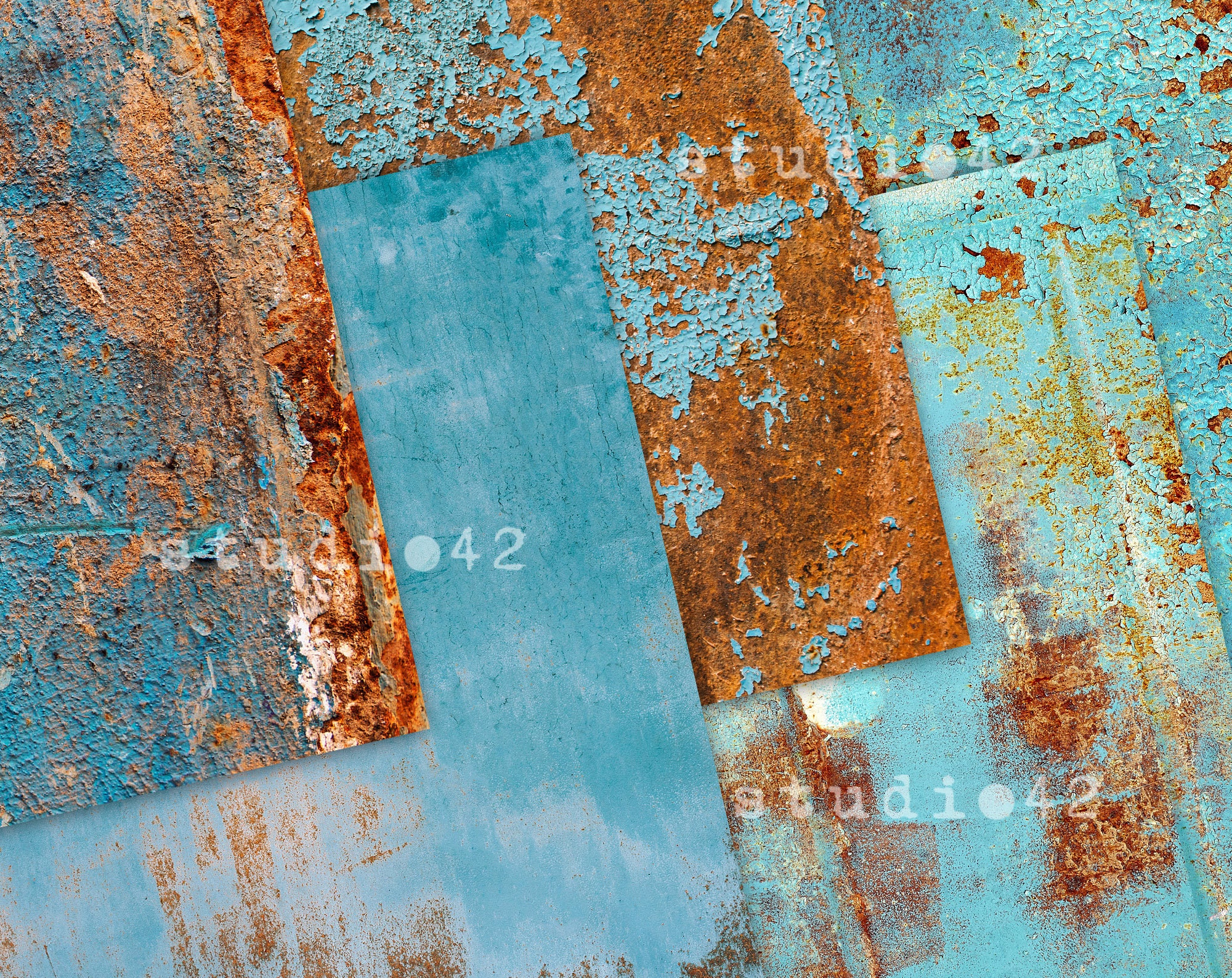 Aquamarine Rust Digital Paper, Rust Digital Background, Rust Printable ...