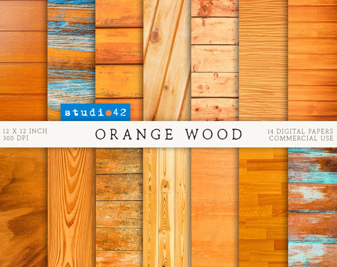Orange Wood Background Digital Papers, Orange Wooden Backgrounds, Old ...