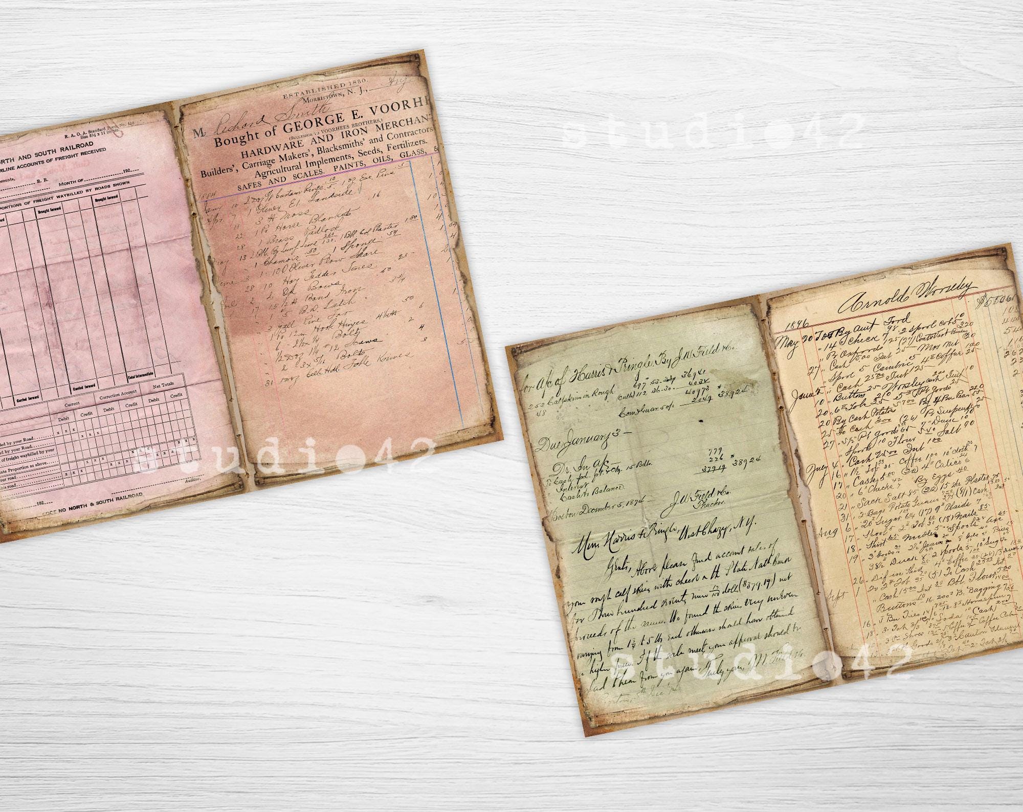 Old Ledgers Junk Journal Kit, Ledger Journaling Pages, Printable ...