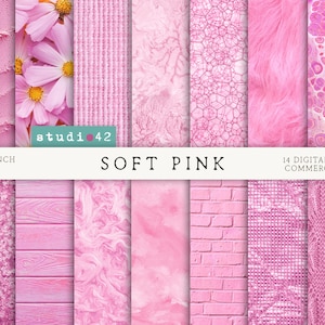 Rose Pink Digital Papers, Pastel Pink Textures, Soft Pink Backdrop ...