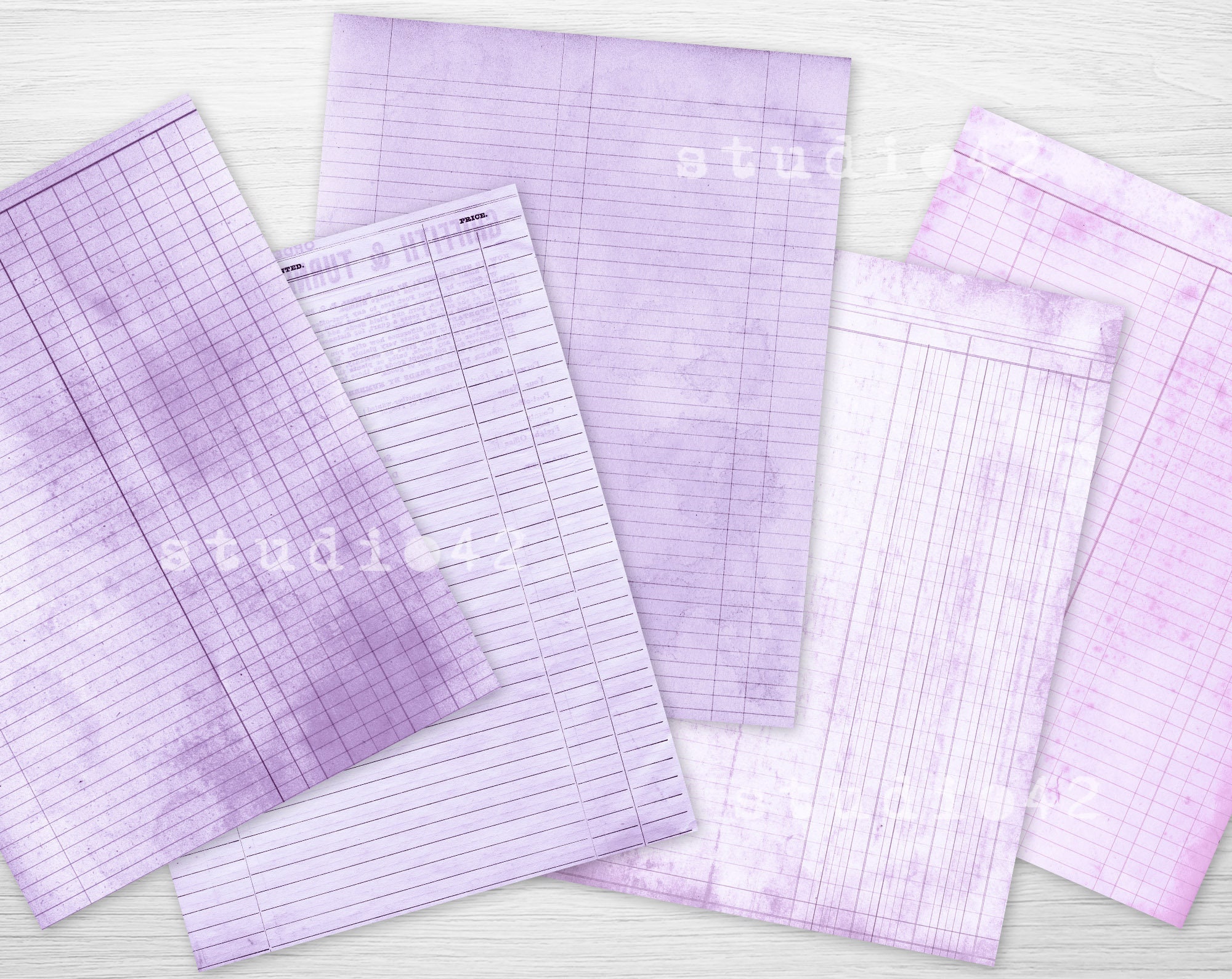 Printable Purple Ledger Paper, Ledger Book, Digital Ledger Paper ...