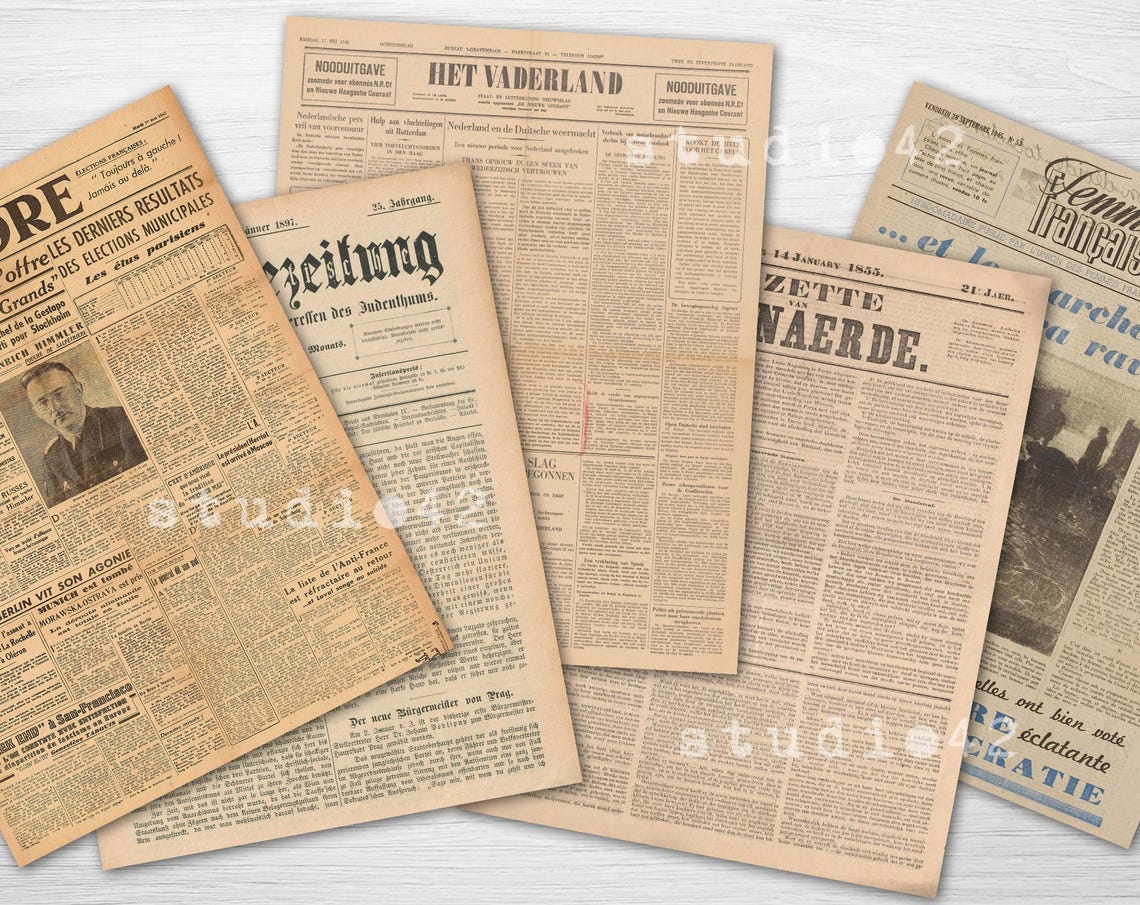 Old Newspapers Digital Papers, Old Newspapers Printable Paper ...
