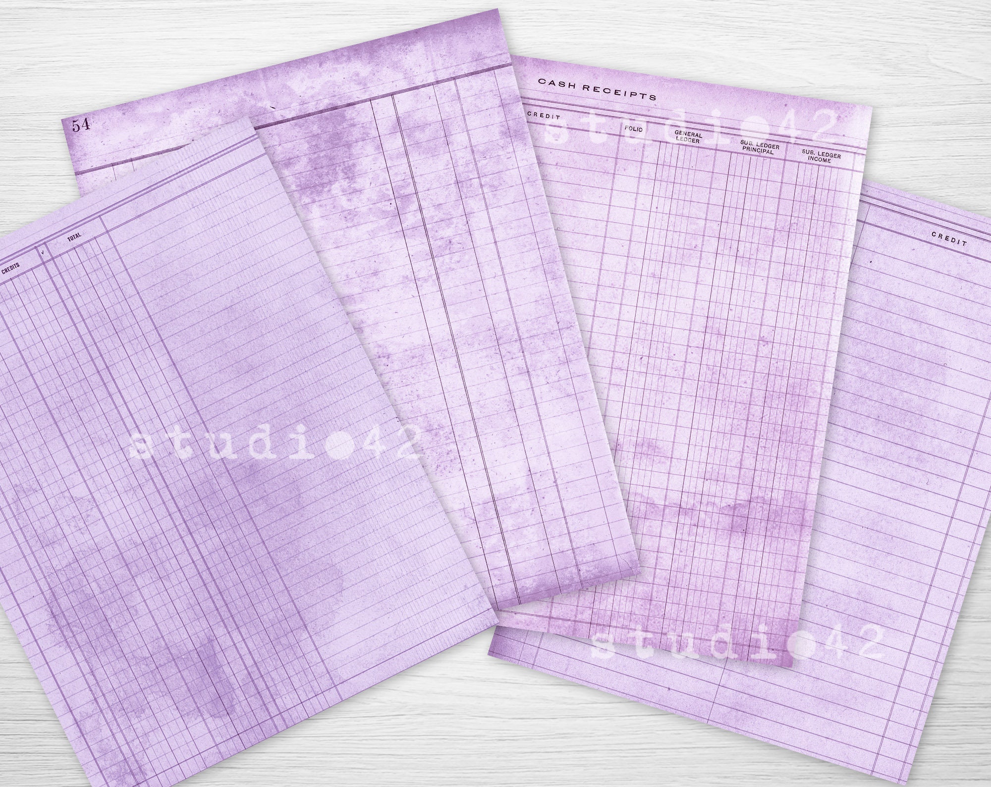 Printable Purple Ledger Paper, Ledger Book, Digital Ledger Paper ...