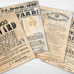 Printable Wanted / Reward Posters, Original Most Wanted Criminal, Crime ...