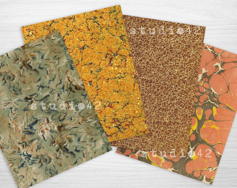 Digital Old Marbled End Paper, Antique Marbled Printable Paper ...