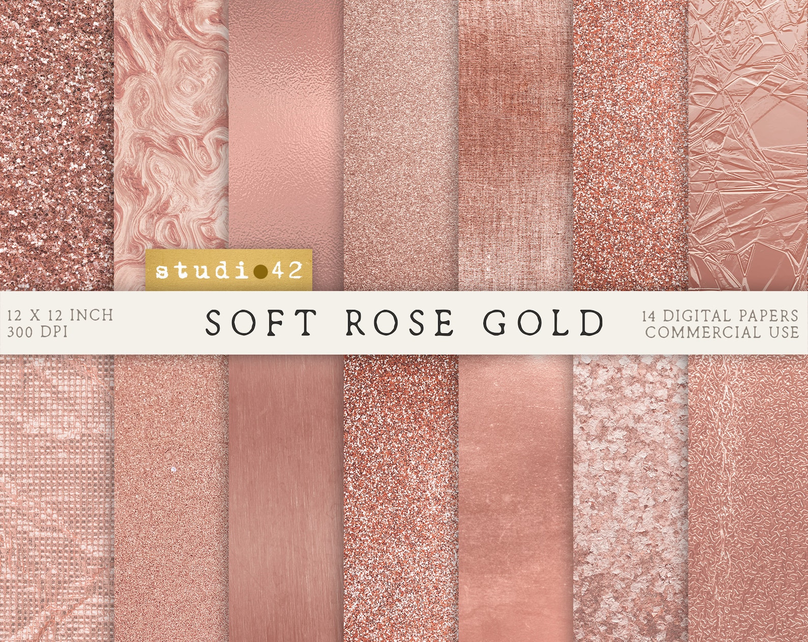 Soft Rose Gold Digital Paper, Rose Gold Digital Background, Rose Gold ...