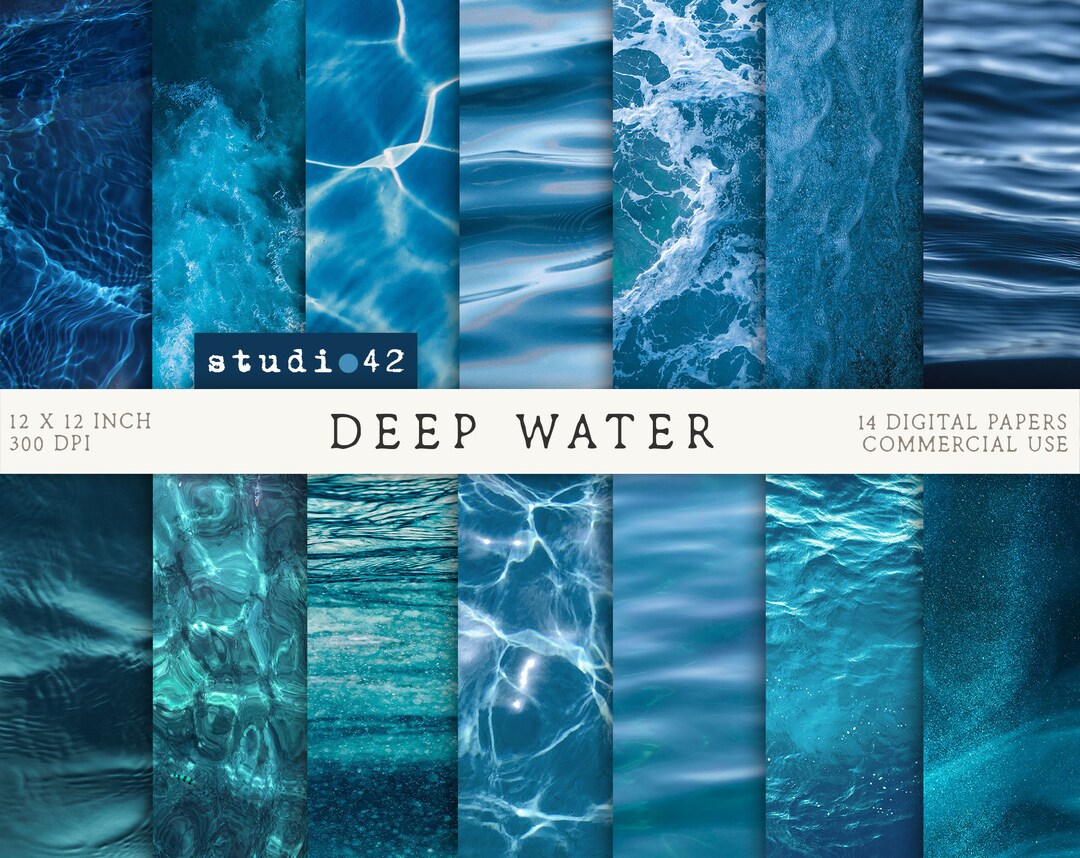 Water Digital Printable Paper, Ocean Digital Background, Sea Texture ...