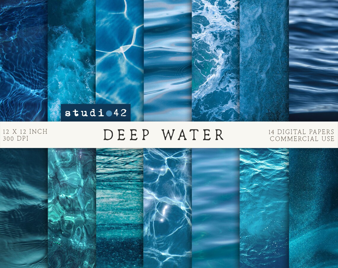 Water Digital Printable Paper, Ocean Digital Background, Sea Texture ...