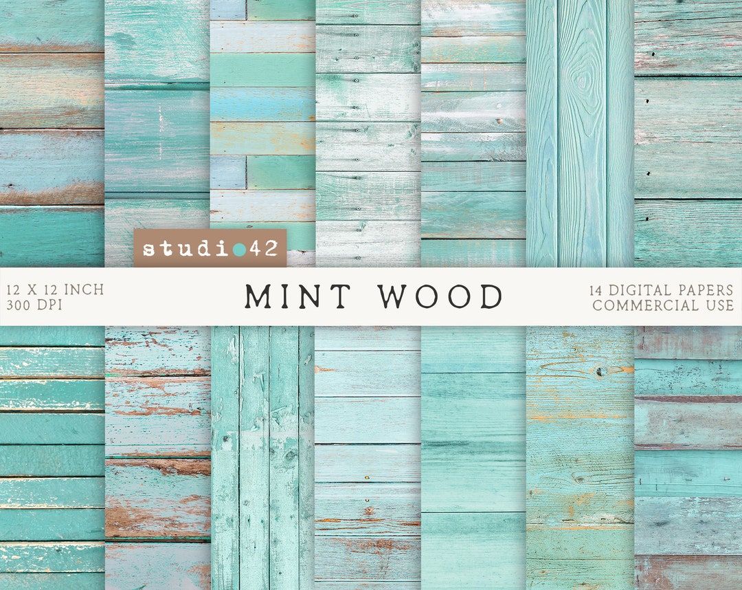 Mint Wood Background Digital Papers, Mint Wooden Backgrounds, Rustic ...