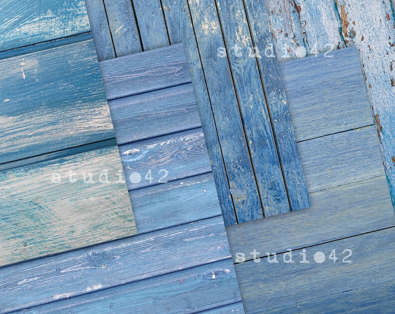 Blue Wood Background Digital Papers Ocean Blue Wooden - Etsy