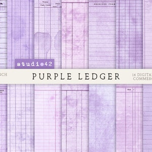 Printable Purple Ledger Paper, Ledger Book, Digital Ledger Paper ...