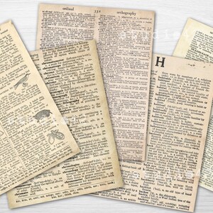 Old Dictionary Pages Digital Paper, Old Dictionary Printable Paper ...