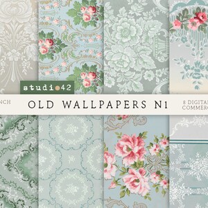 Antique Wallpaper Printables V1, Digital Old Wallpaper, Vintage ...