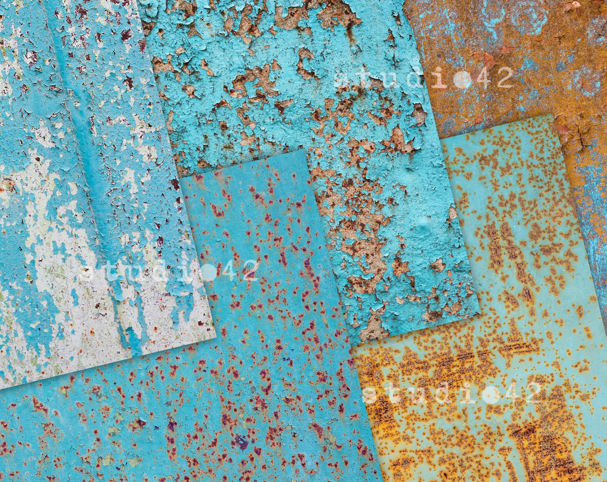 Aquamarine Rust Digital Paper, Rust Digital Background, Rust Printable ...