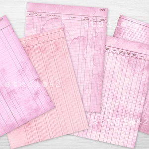 Printable Pink Ledger Paper, Ledger Book, Digital Ledger Paper, Digital ...