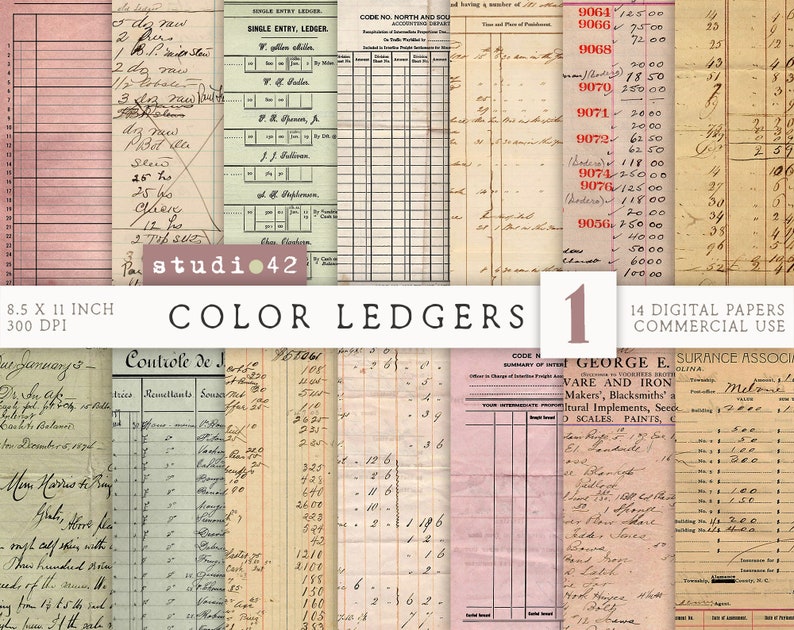 Printable Ledger Paper, Ledger Book, Digital Ledger Paper, Digital ...