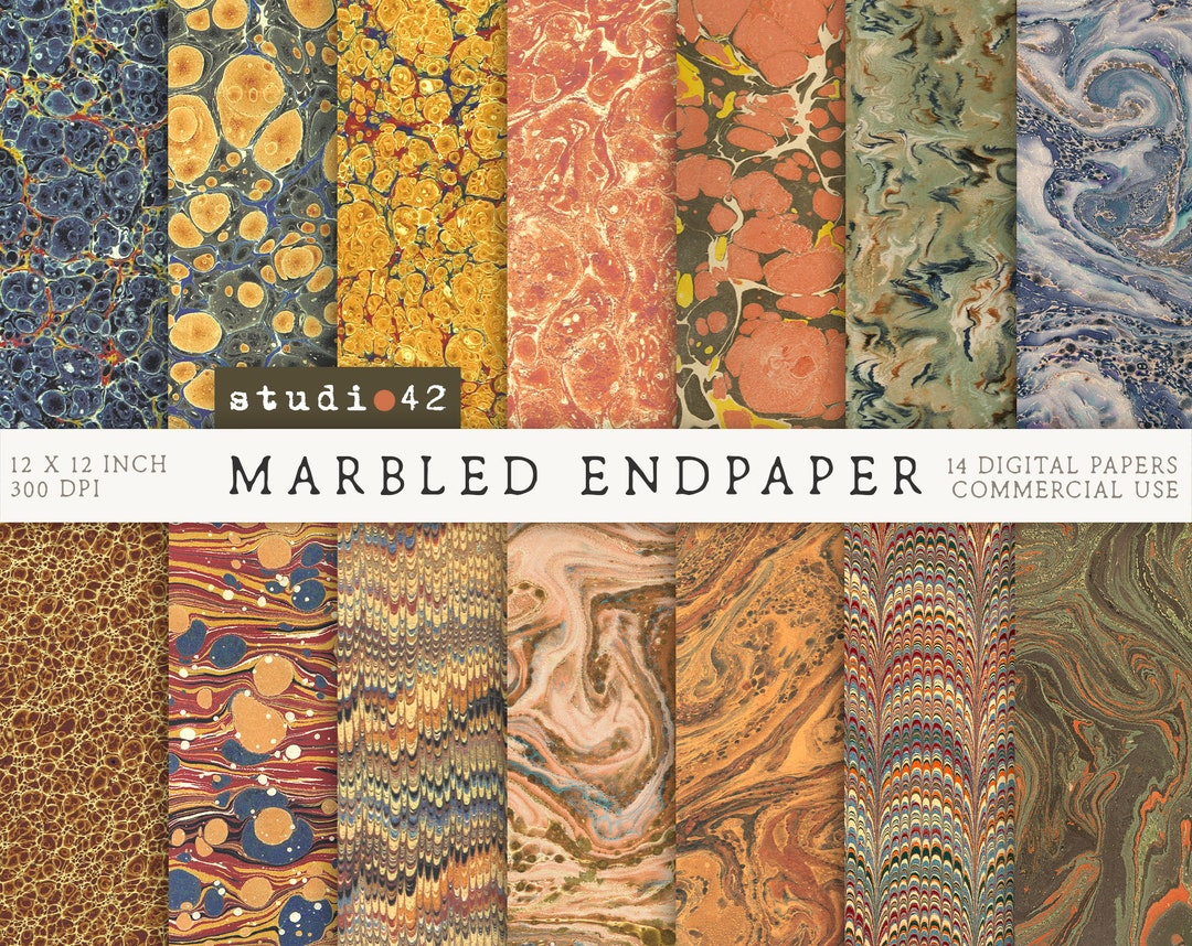 Digital Old Marbled End Paper, Antique Marbled Printable Paper ...