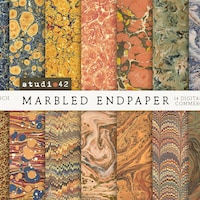 VINTAGE MARBLE BOOK End Papers - Instant Download Digital Printable ...