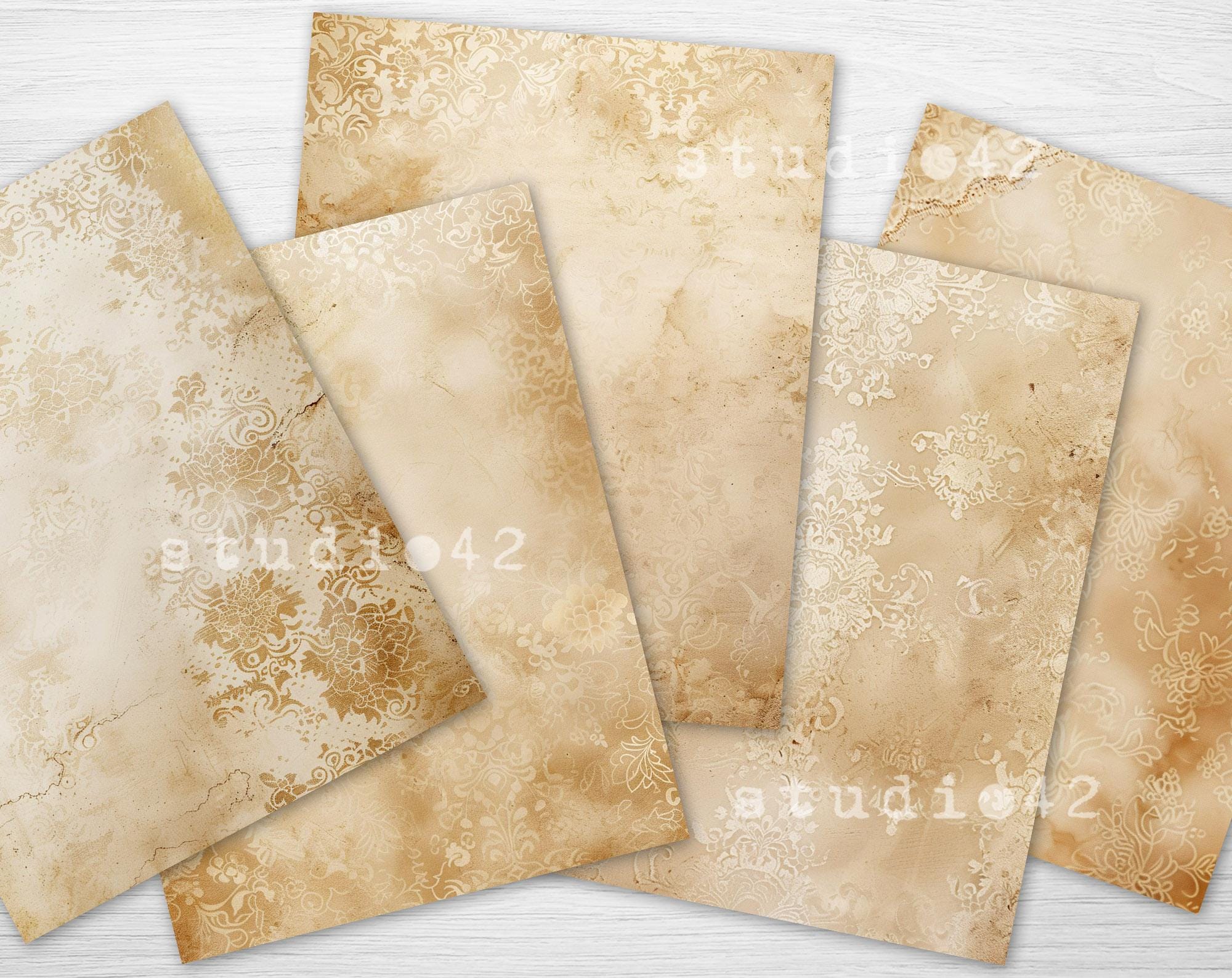 Lace Coffee Stained Digital Paper, Soft Tea Coffee Dyed Digital ...