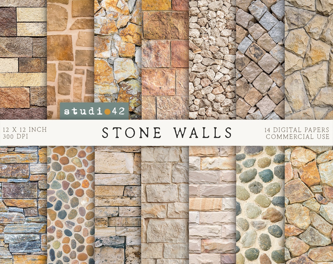 Stones Background Digital Papers, Stone Wall Texture Paper, Stones ...