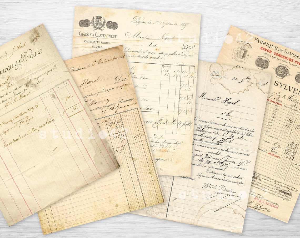 Old French Ledgers, Printable Ledger Paper, Ledger Sheets, Digital ...